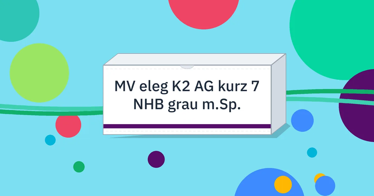 Symbolbild: Packung mit der Aufschrift MV eleg K2 AG kurz 7 NHB grau m.Sp. (PZN 18925460) – Verfügbarkeit und Bezug in Apotheken in Frankfurt am Main
