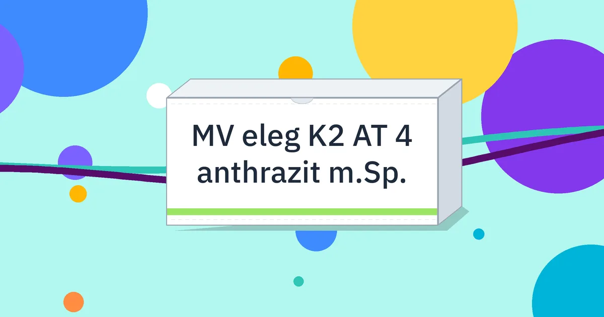 Symbolbild: Packung mit der Aufschrift MV eleg K2 AT 4 anthrazit m.Sp. (PZN 00642833) – Verfügbarkeit und Bezug in Apotheken in Frankfurt am Main