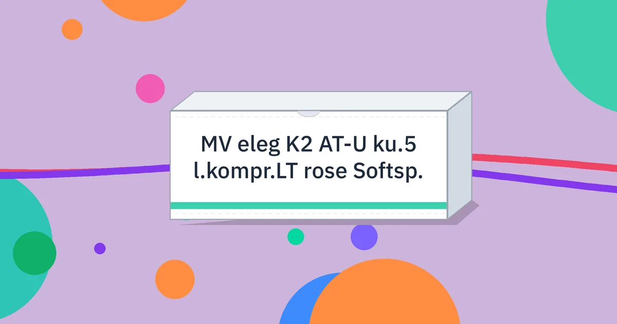 Symbolbild: Packung mit der Aufschrift MV eleg K2 AT-U ku.5 l.kompr.LT rose Softsp. (PZN 14692674) – Verfügbarkeit und Bezug in Apotheken in Frankfurt am Main