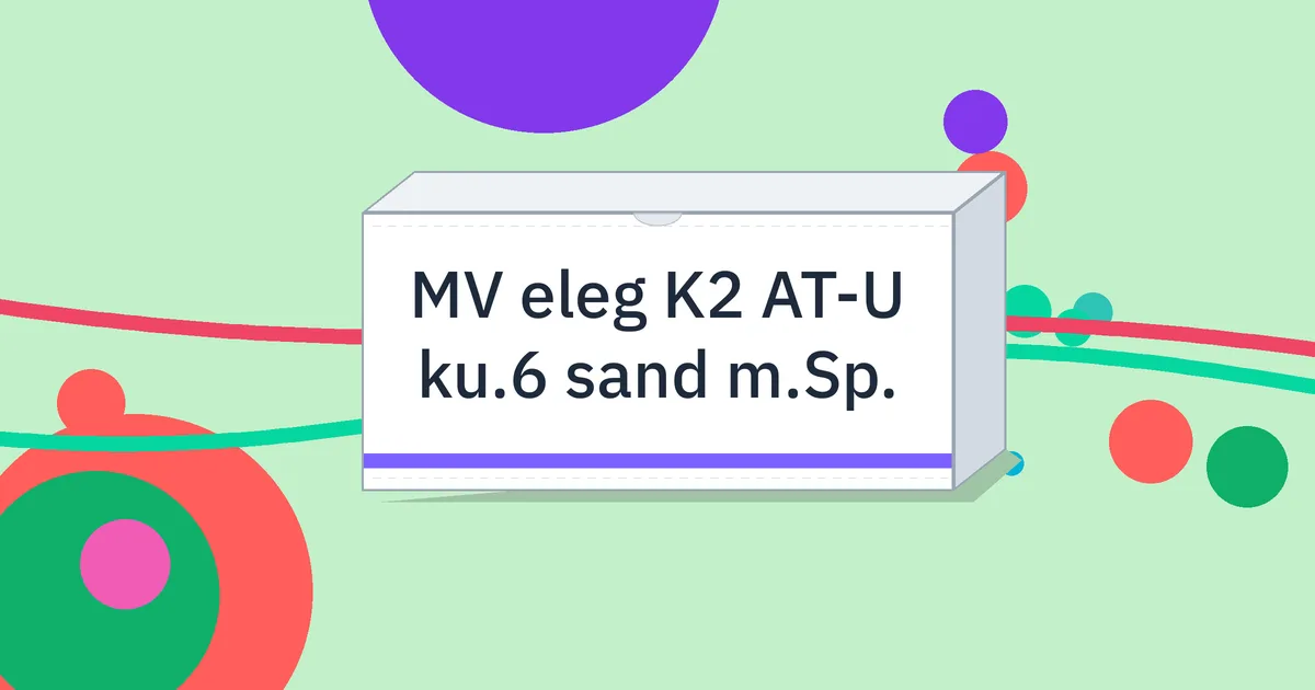 Symbolbild: Packung mit der Aufschrift MV eleg K2 AT-U ku.6 sand m.Sp. (PZN 18923952) – Verfügbarkeit und Bezug in Apotheken in Frankfurt am Main