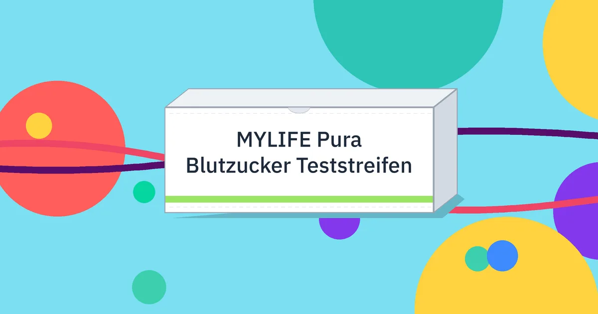 Symbolbild: Packung mit der Aufschrift MYLIFE Pura Blutzucker Teststreifen (PZN 09265591) – Verfügbarkeit und Bezug in Apotheken in Frankfurt am Main