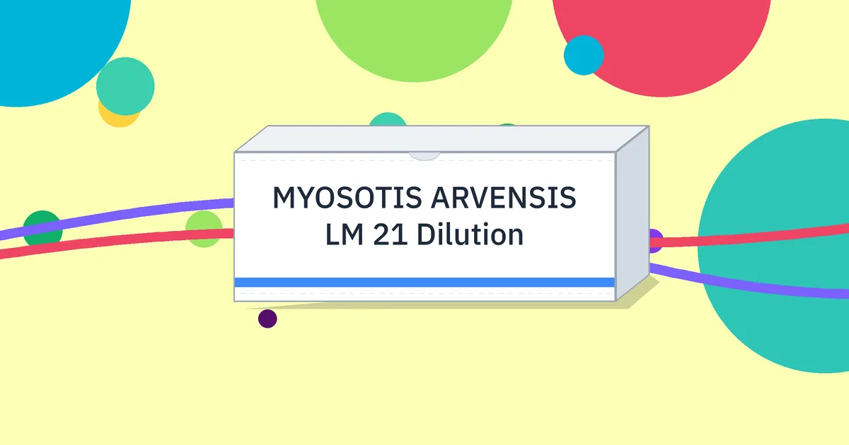 Symbolbild: Packung mit der Aufschrift MYOSOTIS ARVENSIS LM 21 Dilution (PZN 13612242) – Verfügbarkeit und Bezug in Apotheken in Frankfurt am Main
