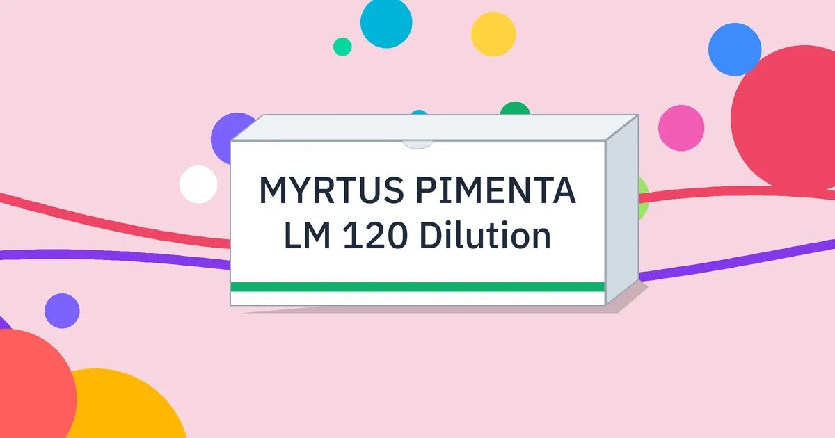 Symbolbild: Packung mit der Aufschrift MYRTUS PIMENTA LM 120 Dilution (PZN 13614761) – Verfügbarkeit und Bezug in Apotheken in Frankfurt am Main