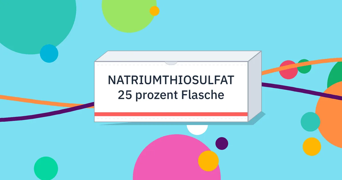 Symbolbild: Packung mit der Aufschrift NATRIUMTHIOSULFAT 25 prozent Flasche (PZN 01864961) – Verfügbarkeit und Bezug in Apotheken in Frankfurt am Main