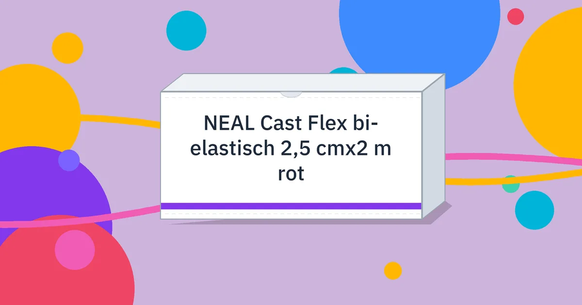 Symbolbild: Packung mit der Aufschrift NEAL Cast Flex bi-elastisch 2,5 cmx2 m rot (PZN 19530893) – Verfügbarkeit und Bezug in Apotheken in Frankfurt am Main