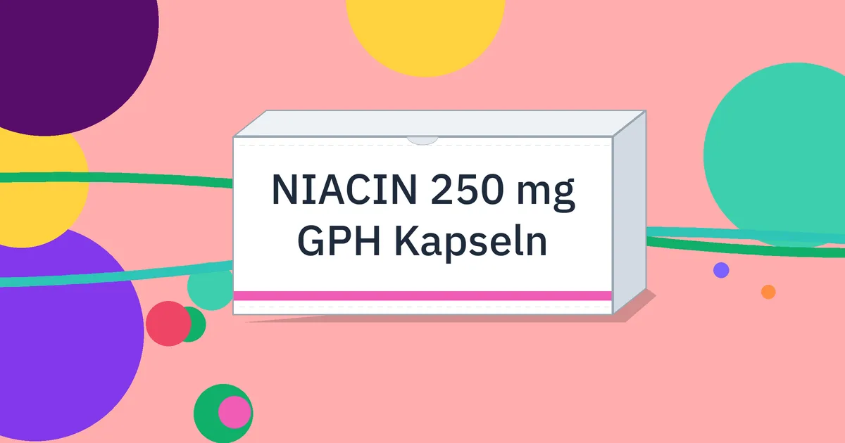 Symbolbild: Packung mit der Aufschrift NIACIN 250 mg GPH Kapseln (PZN 13578373) – Verfügbarkeit und Bezug in Apotheken in Frankfurt am Main