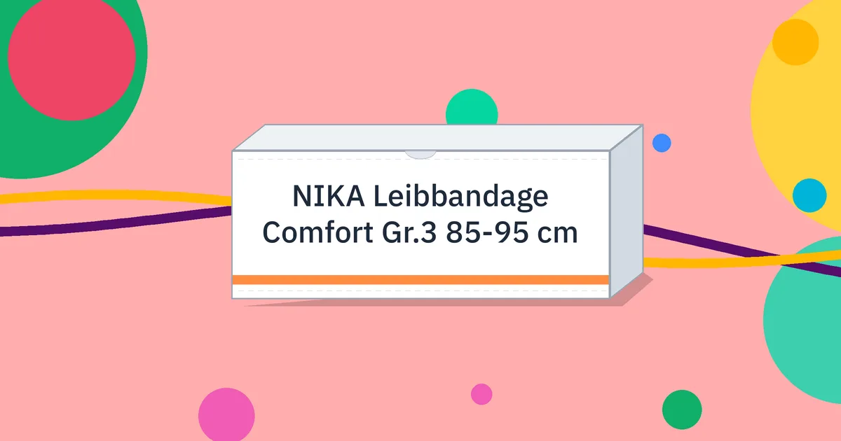 Symbolbild: Packung mit der Aufschrift NIKA Leibbandage Comfort Gr.3 85-95 cm (PZN 18172322) – Verfügbarkeit und Bezug in Apotheken in Frankfurt am Main