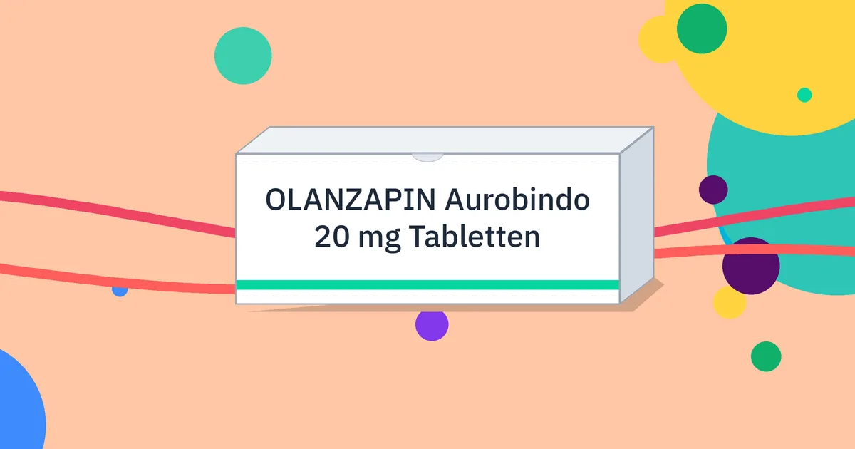 Symbolbild: Packung mit der Aufschrift OLANZAPIN Aurobindo 20 mg Tabletten (PZN 09618368) – Verfügbarkeit und Bezug in Apotheken in Frankfurt am Main