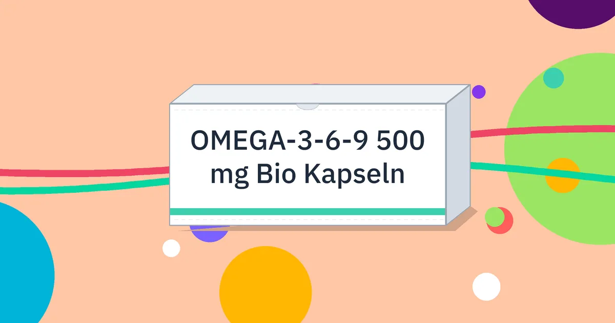 Symbolbild: Packung mit der Aufschrift OMEGA-3-6-9 500 mg Bio Kapseln (PZN 00134373) – Verfügbarkeit und Bezug in Apotheken in Frankfurt am Main