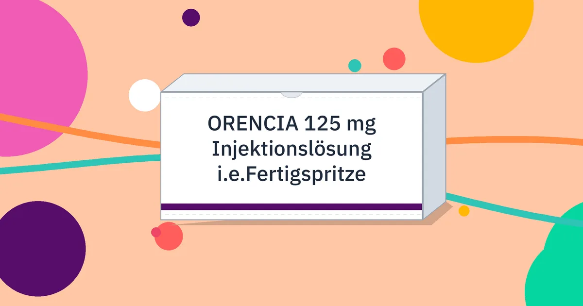 Symbolbild: Packung mit der Aufschrift ORENCIA 125 mg Injektionslösung i.e.Fertigspritze (PZN 18661191) – Verfügbarkeit und Bezug in Apotheken in Frankfurt am Main