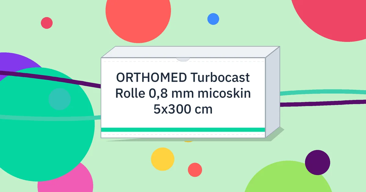Symbolbild: Packung mit der Aufschrift ORTHOMED Turbocast Rolle 0,8 mm micoskin 5x300 cm (PZN 18373919) – Verfügbarkeit und Bezug in Apotheken in Frankfurt am Main