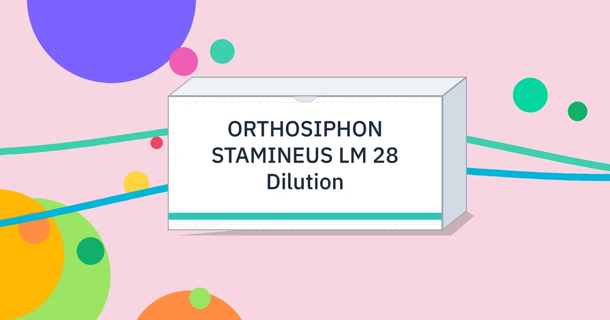 Symbolbild: Packung mit der Aufschrift ORTHOSIPHON STAMINEUS LM 28 Dilution (PZN 13628214) – Verfügbarkeit und Bezug in Apotheken in Frankfurt am Main