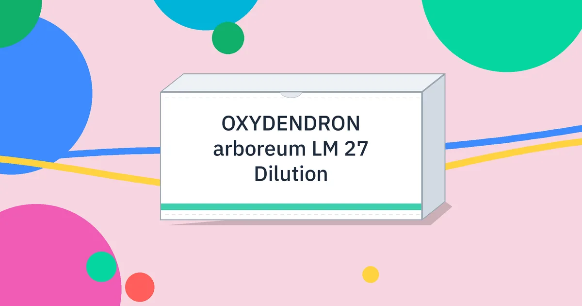 Symbolbild: Packung mit der Aufschrift OXYDENDRON arboreum LM 27 Dilution (PZN 13629573) – Verfügbarkeit und Bezug in Apotheken in Frankfurt am Main