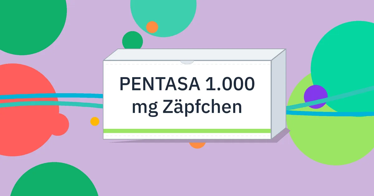 Symbolbild: Packung mit der Aufschrift PENTASA 1.000 mg Zäpfchen (PZN 02452516) – Verfügbarkeit und Bezug in Apotheken in Frankfurt am Main