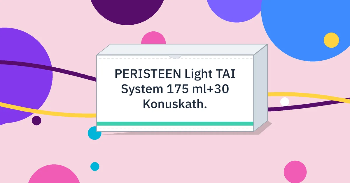 Symbolbild: Packung mit der Aufschrift PERISTEEN Light TAI System 175 ml+30 Konuskath. (PZN 19177824) – Verfügbarkeit und Bezug in Apotheken in Frankfurt am Main