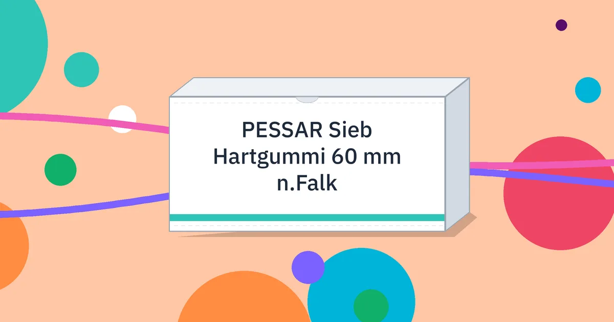 Symbolbild: Packung mit der Aufschrift PESSAR Sieb Hartgummi 60 mm n.Falk (PZN 01734230) – Verfügbarkeit und Bezug in Apotheken in Frankfurt am Main