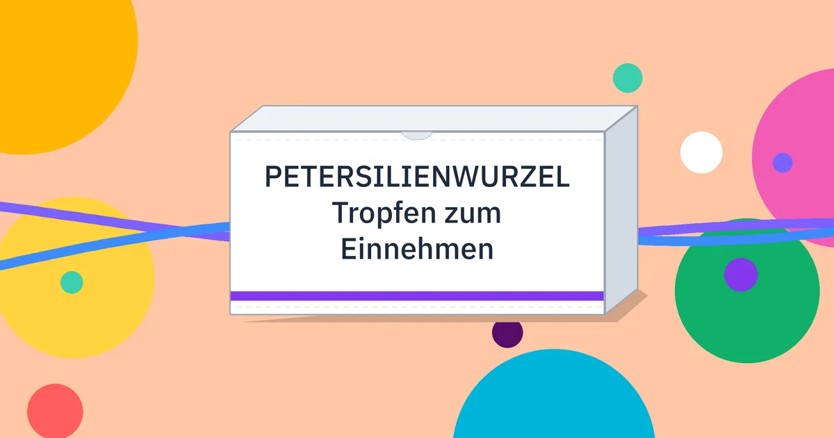 Symbolbild: Packung mit der Aufschrift PETERSILIENWURZEL Tropfen zum Einnehmen (PZN 11867222) – Verfügbarkeit und Bezug in Apotheken in Frankfurt am Main