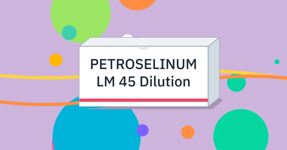 Symbolbild: Packung mit der Aufschrift PETROSELINUM LM 45 Dilution (PZN 13636254) – Verfügbarkeit und Bezug in Apotheken in Frankfurt am Main
