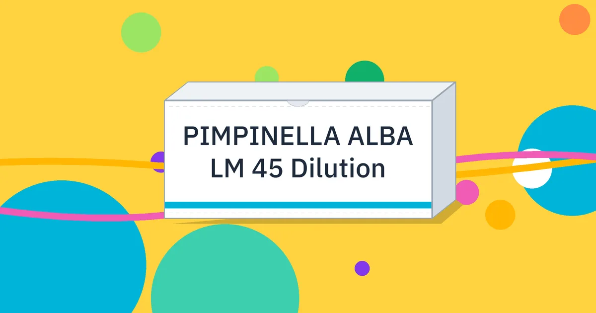 Symbolbild: Packung mit der Aufschrift PIMPINELLA ALBA LM 45 Dilution (PZN 13644118) – Verfügbarkeit und Bezug in Apotheken in Frankfurt am Main