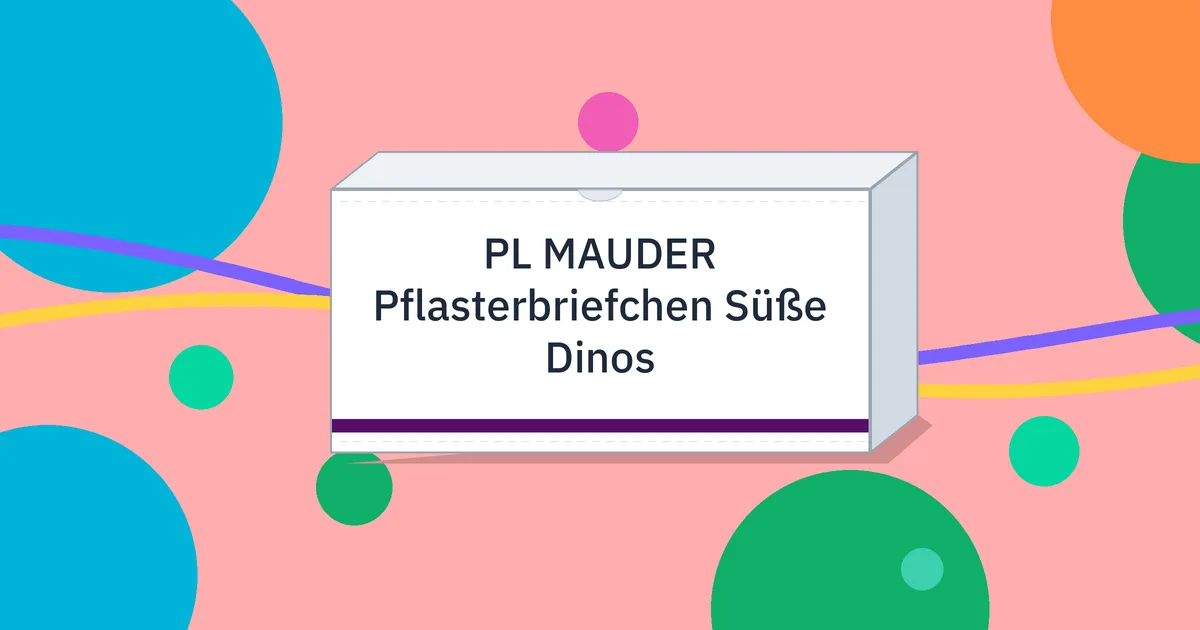 Symbolbild: Packung mit der Aufschrift PL MAUDER Pflasterbriefchen Süße Dinos (PZN 19435485) – Verfügbarkeit und Bezug in Apotheken in Frankfurt am Main