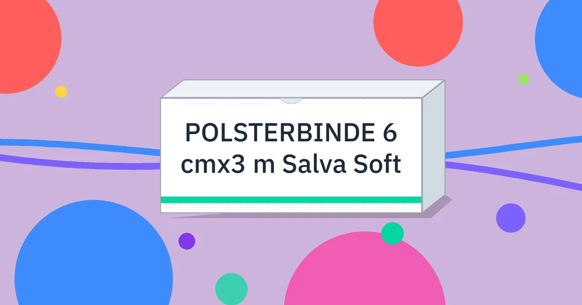 Symbolbild: Packung mit der Aufschrift POLSTERBINDE 6 cmx3 m Salva Soft (PZN 17152412) – Verfügbarkeit und Bezug in Apotheken in Frankfurt am Main