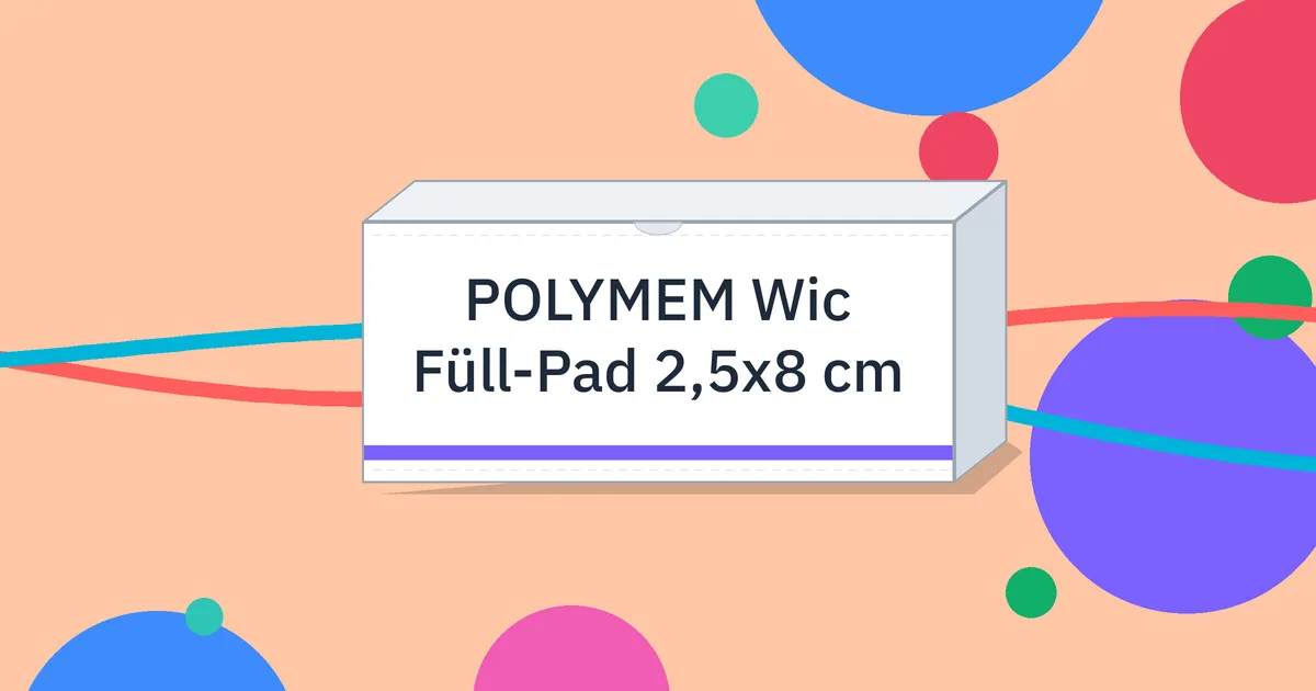 Symbolbild: Packung mit der Aufschrift POLYMEM Wic Füll-Pad 2,5x8 cm (PZN 16784156) – Verfügbarkeit und Bezug in Apotheken in Frankfurt am Main