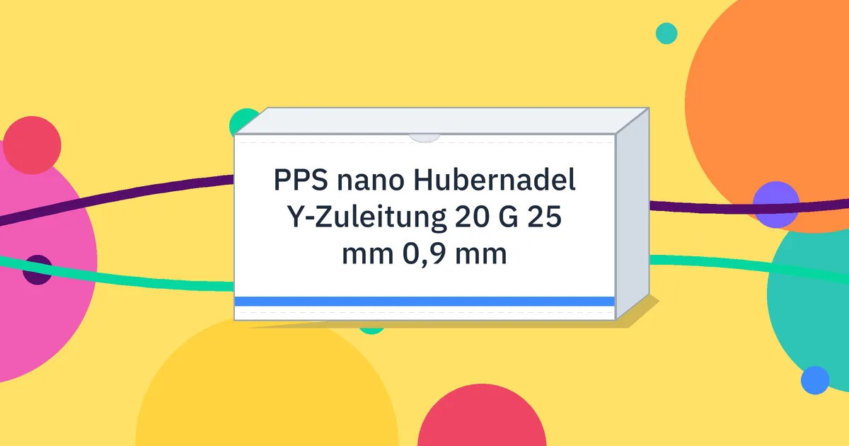 Symbolbild: Packung mit der Aufschrift PPS nano Hubernadel Y-Zuleitung 20 G 25 mm 0,9 mm (PZN 18195412) – Verfügbarkeit und Bezug in Apotheken in Frankfurt am Main