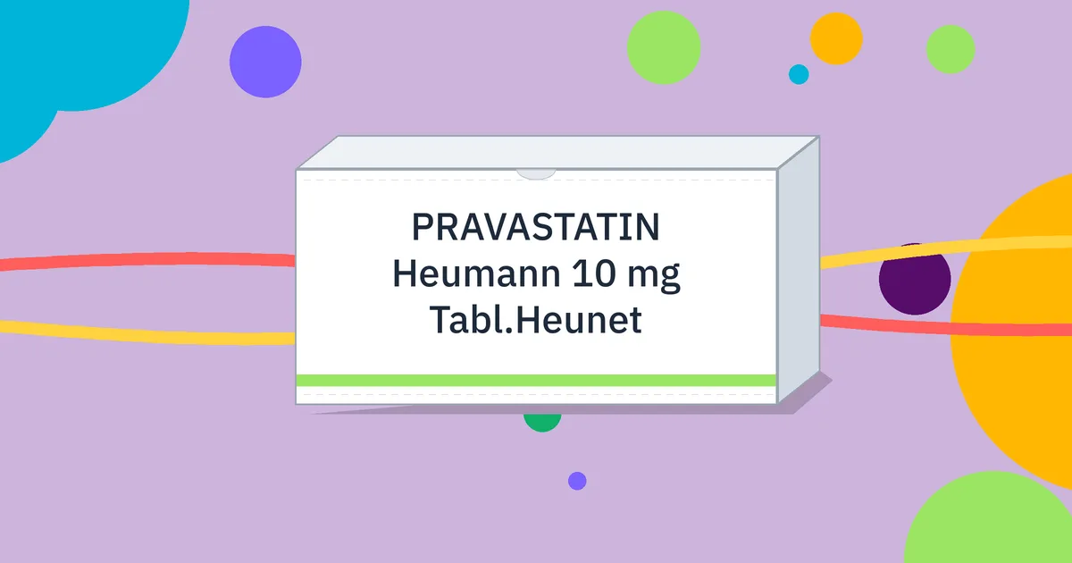Symbolbild: Packung mit der Aufschrift PRAVASTATIN Heumann 10 mg Tabl.Heunet (PZN 06100062) – Verfügbarkeit und Bezug in Apotheken in Frankfurt am Main