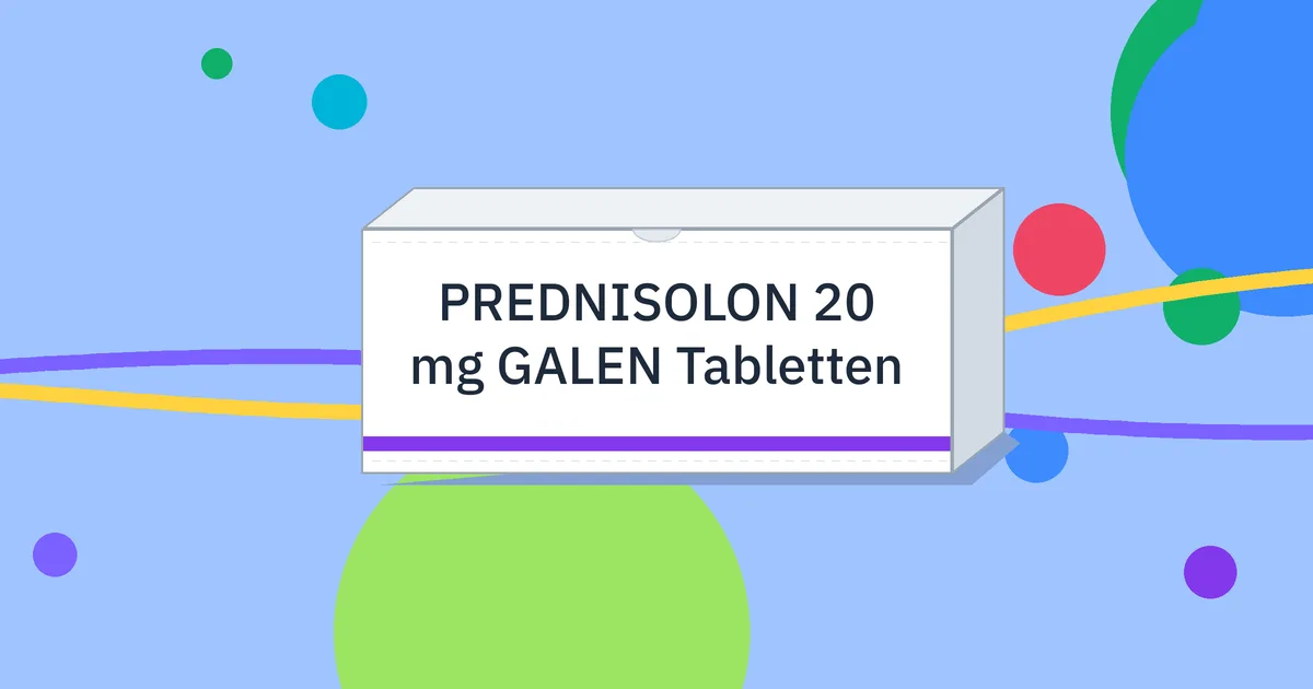 Symbolbild: Packung mit der Aufschrift PREDNISOLON 20 mg GALEN Tabletten (PZN 01484537) – Verfügbarkeit und Bezug in Apotheken in Frankfurt am Main