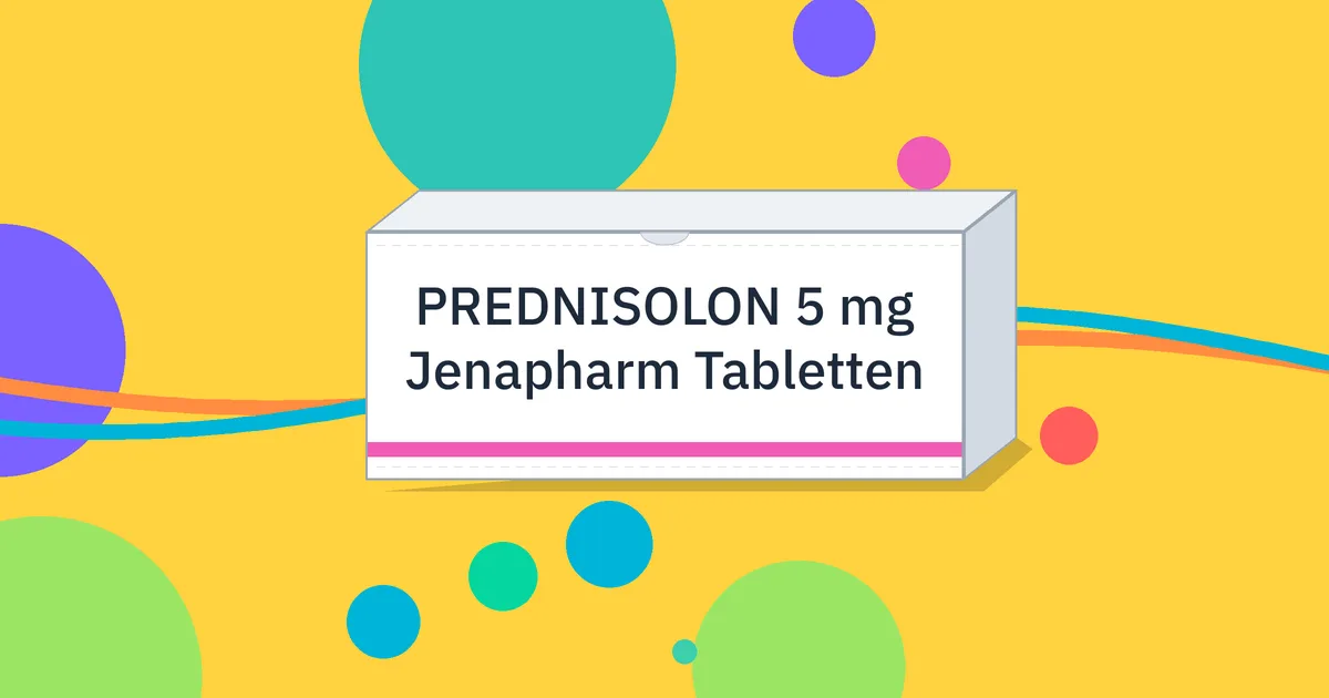 Symbolbild: Packung mit der Aufschrift PREDNISOLON 5 mg Jenapharm Tabletten (PZN 04022406) – Verfügbarkeit und Bezug in Apotheken in Frankfurt am Main