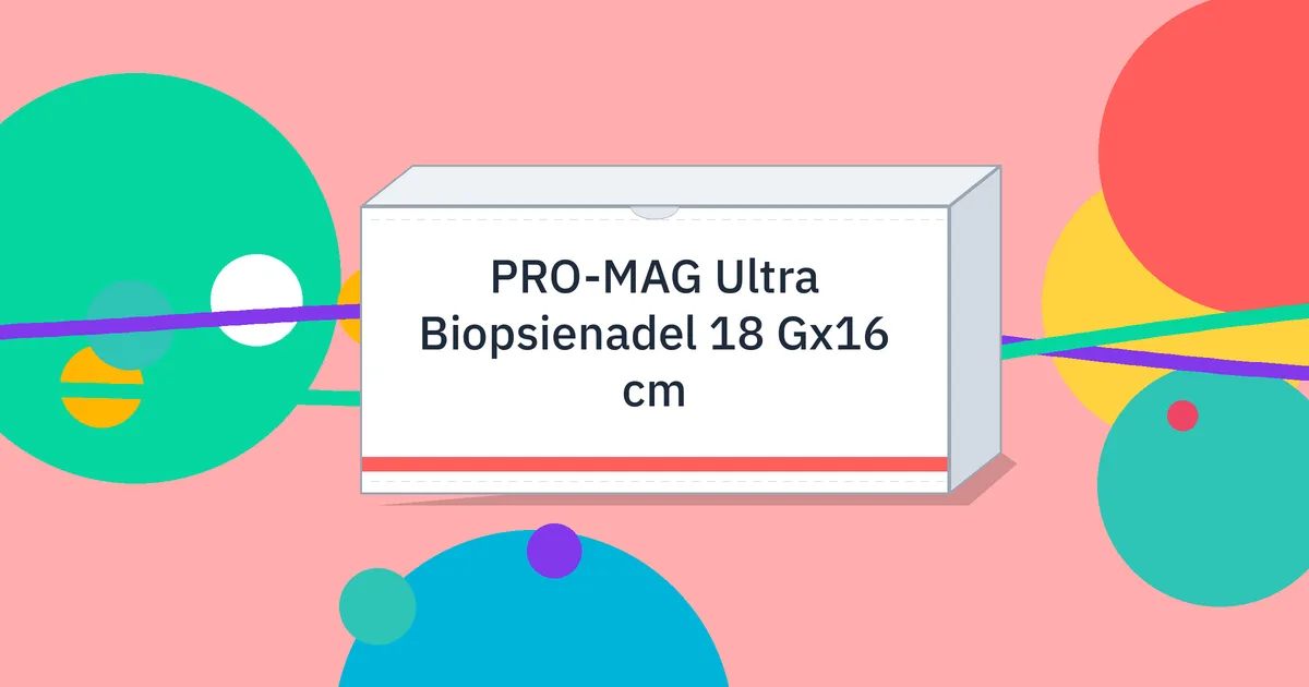 Symbolbild: Packung mit der Aufschrift PRO-MAG Ultra Biopsienadel 18 Gx16 cm (PZN 06769291) – Verfügbarkeit und Bezug in Apotheken in Frankfurt am Main