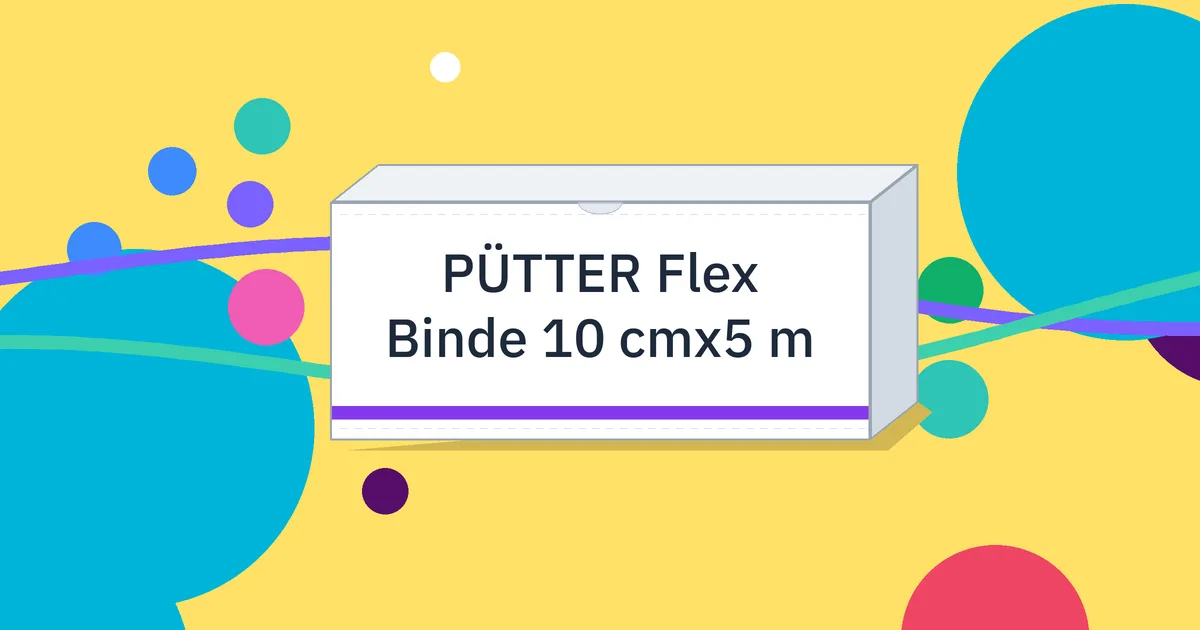Symbolbild: Packung mit der Aufschrift PÜTTER Flex Binde 10 cmx5 m (PZN 17435179) – Verfügbarkeit und Bezug in Apotheken in Frankfurt am Main