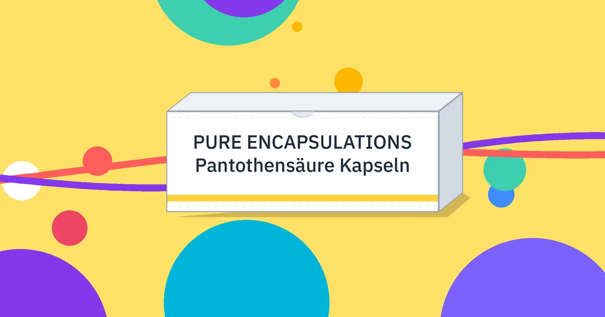 Symbolbild: Packung mit der Aufschrift PURE ENCAPSULATIONS Pantothensäure Kapseln (PZN 10987467) – Verfügbarkeit und Bezug in Apotheken in Frankfurt am Main