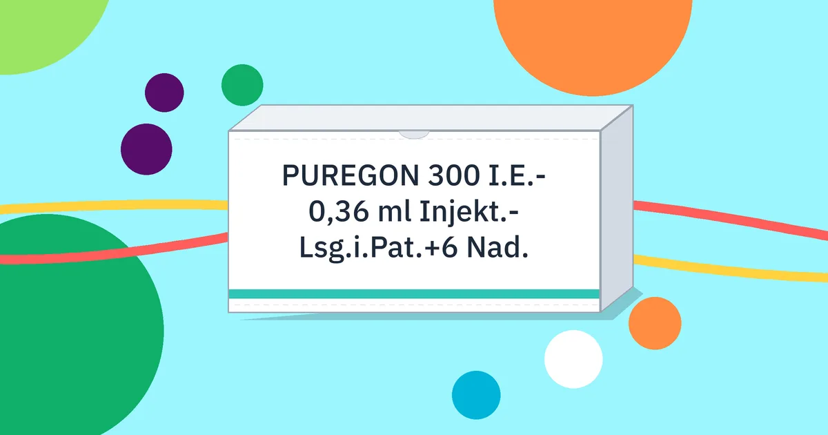 Symbolbild: Packung mit der Aufschrift PUREGON 300 I.E.-0,36 ml Injekt.-Lsg.i.Pat.+6 Nad. (PZN 00950919) – Verfügbarkeit und Bezug in Apotheken in Frankfurt am Main
