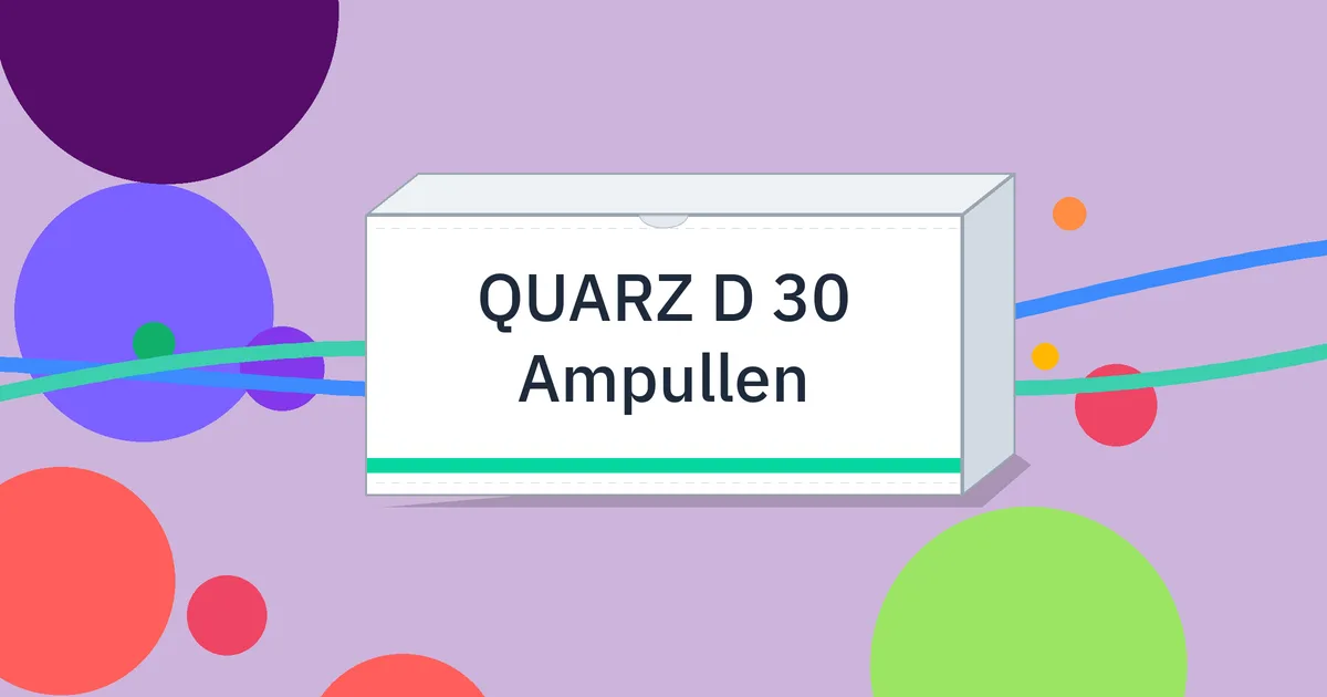 Symbolbild: Packung mit der Aufschrift QUARZ D 30 Ampullen (PZN 11707872) – Verfügbarkeit und Bezug in Apotheken in Frankfurt am Main