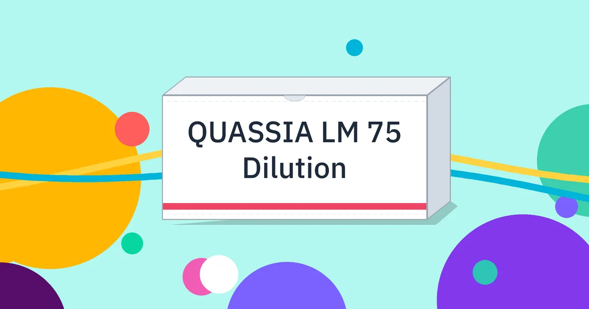 Symbolbild: Packung mit der Aufschrift QUASSIA LM 75 Dilution (PZN 13673479) – Verfügbarkeit und Bezug in Apotheken in Frankfurt am Main