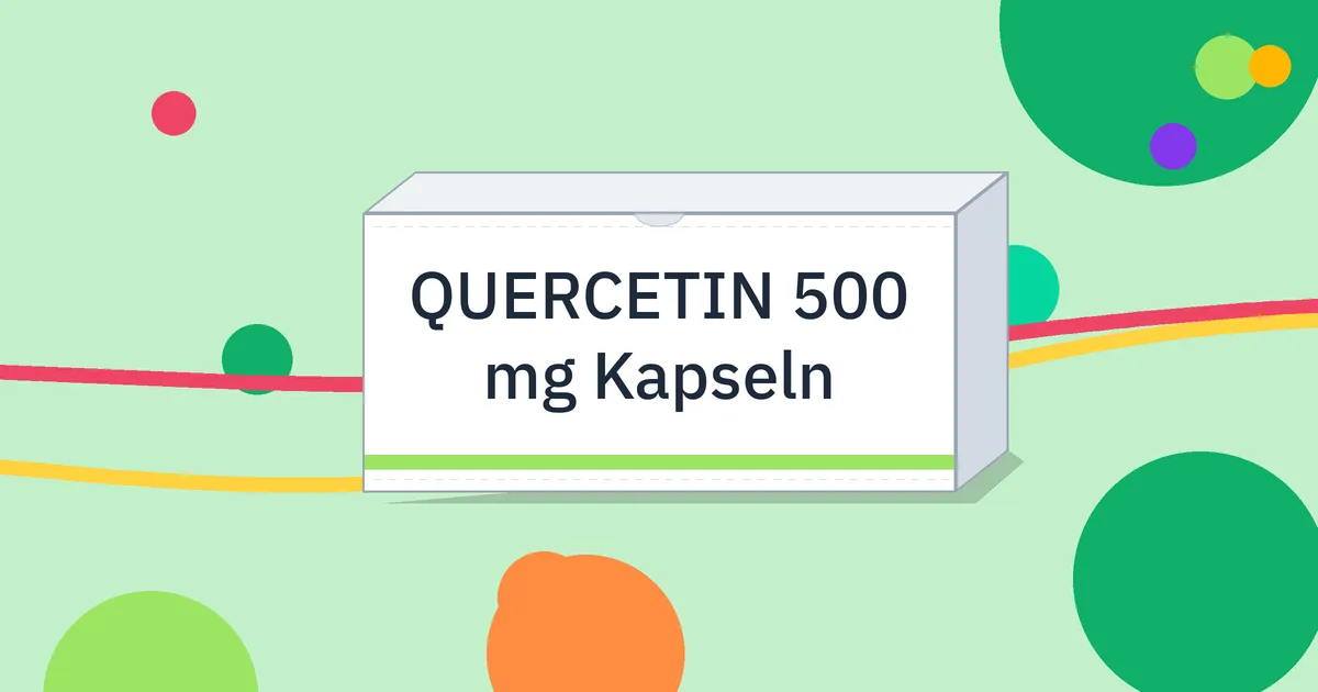 Symbolbild: Packung mit der Aufschrift QUERCETIN 500 mg Kapseln (PZN 00109671) – Verfügbarkeit und Bezug in Apotheken in Frankfurt am Main