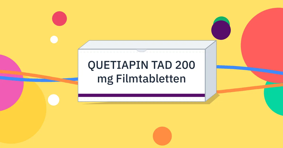 Symbolbild: Packung mit der Aufschrift QUETIAPIN TAD 200 mg Filmtabletten (PZN 13815910) – Verfügbarkeit und Bezug in Apotheken in Frankfurt am Main