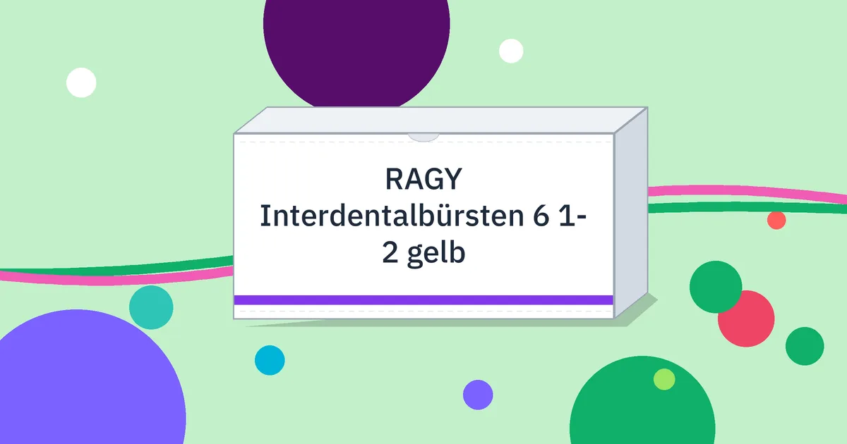 Symbolbild: Packung mit der Aufschrift RAGY Interdentalbürsten 6 1-2 gelb (PZN 07497021) – Verfügbarkeit und Bezug in Apotheken in Frankfurt am Main