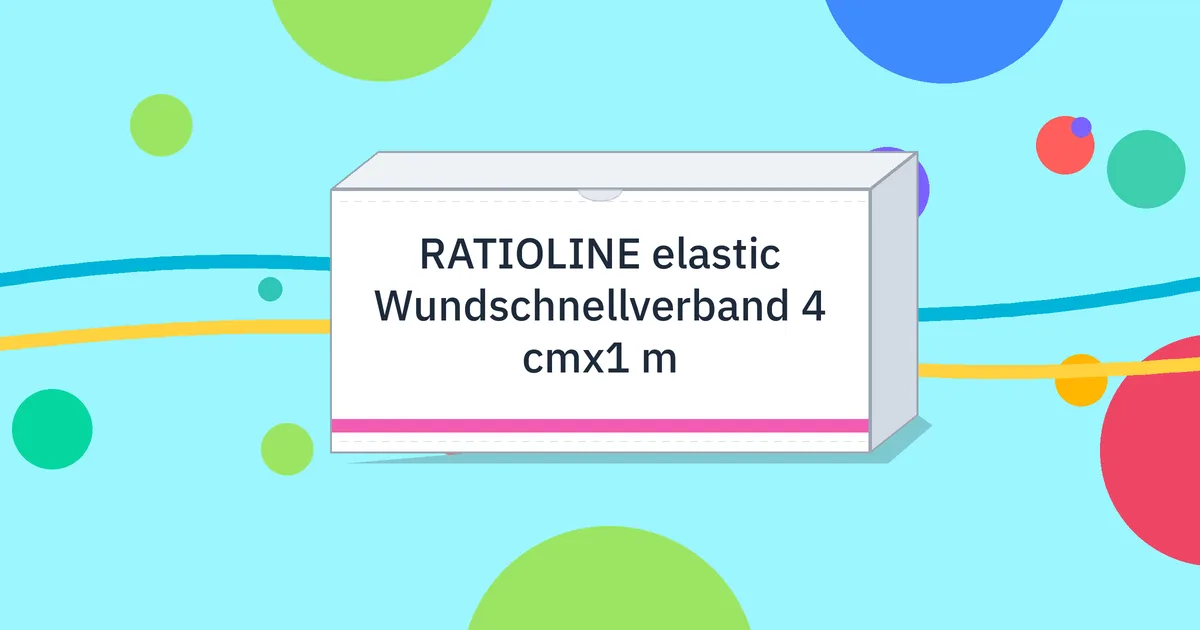 Symbolbild: Packung mit der Aufschrift RATIOLINE elastic Wundschnellverband 4 cmx1 m (PZN 01805295) – Verfügbarkeit und Bezug in Apotheken in Frankfurt am Main