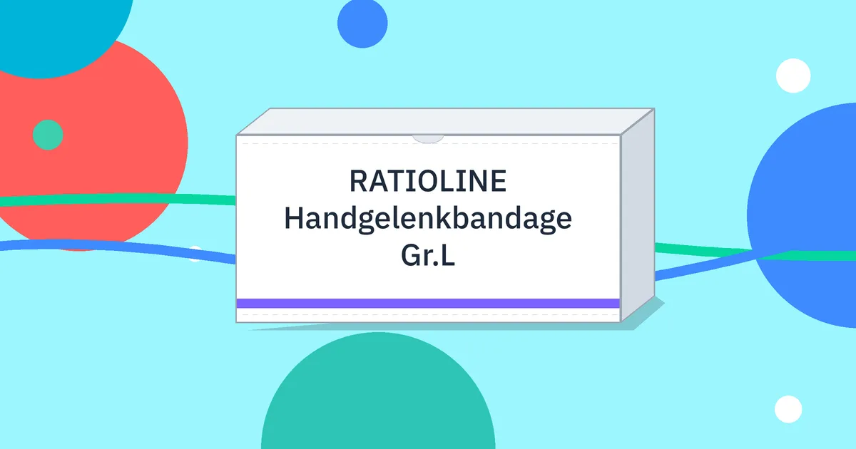 Symbolbild: Packung mit der Aufschrift RATIOLINE Handgelenkbandage Gr.L (PZN 17872804) – Verfügbarkeit und Bezug in Apotheken in Frankfurt am Main
