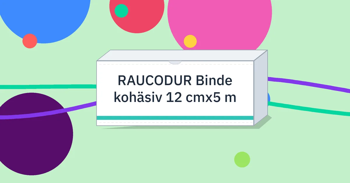 Symbolbild: Packung mit der Aufschrift RAUCODUR Binde kohäsiv 12 cmx5 m (PZN 06077601) – Verfügbarkeit und Bezug in Apotheken in Frankfurt am Main