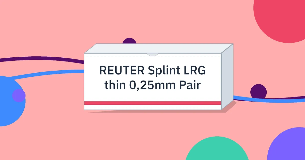 Symbolbild: Packung mit der Aufschrift REUTER Splint LRG thin 0,25mm Pair (PZN 19297847) – Verfügbarkeit und Bezug in Apotheken in Frankfurt am Main