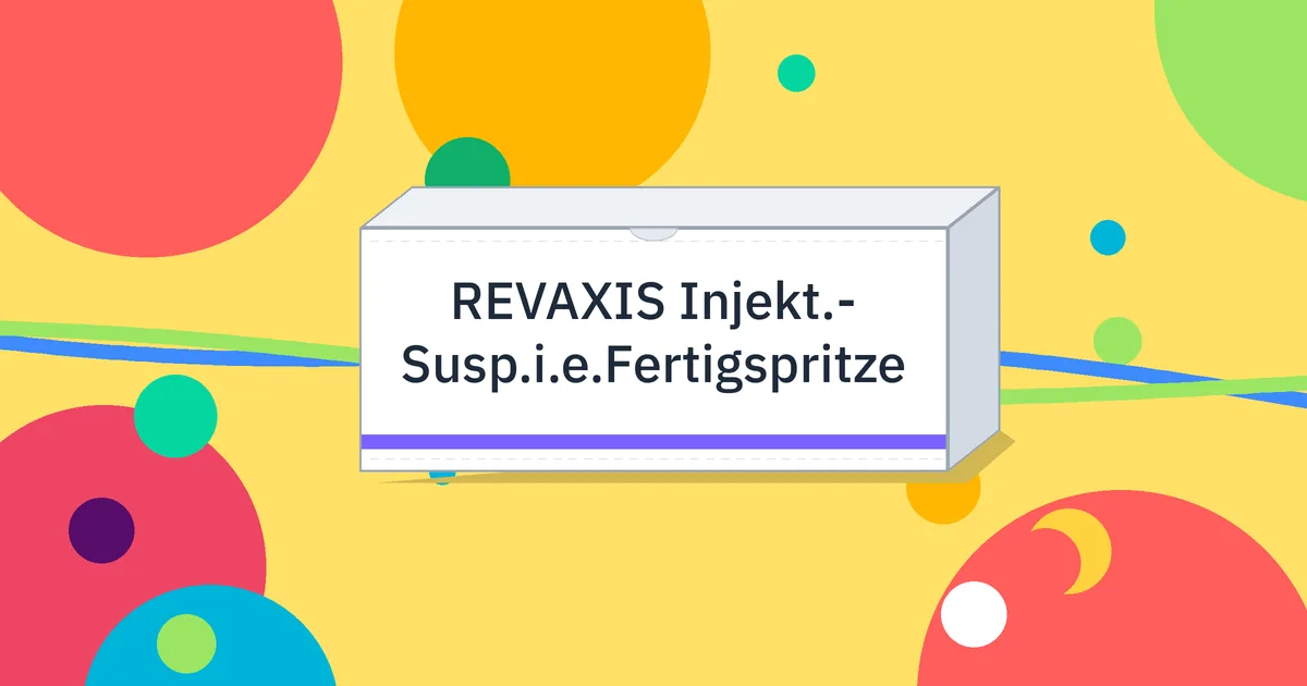 Symbolbild: Packung mit der Aufschrift REVAXIS Injekt.-Susp.i.e.Fertigspritze (PZN 02743082) – Verfügbarkeit und Bezug in Apotheken in Frankfurt am Main