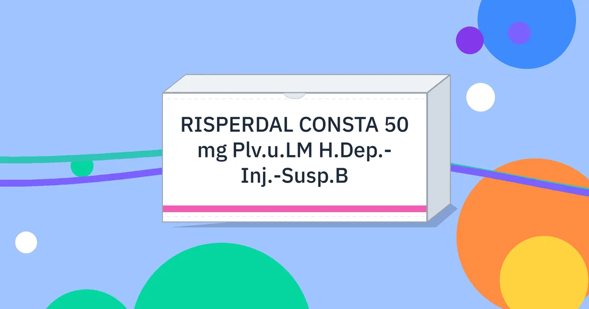 Symbolbild: Packung mit der Aufschrift RISPERDAL CONSTA 50 mg Plv.u.LM H.Dep.-Inj.-Susp.B (PZN 04392190) – Verfügbarkeit und Bezug in Apotheken in Frankfurt am Main