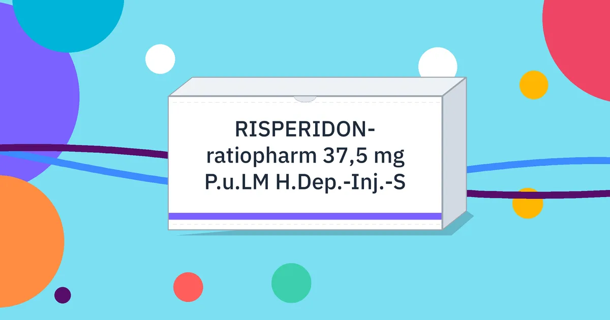 Symbolbild: Packung mit der Aufschrift RISPERIDON-ratiopharm 37,5 mg P.u.LM H.Dep.-Inj.-S (PZN 20574884) – Verfügbarkeit und Bezug in Apotheken in Frankfurt am Main