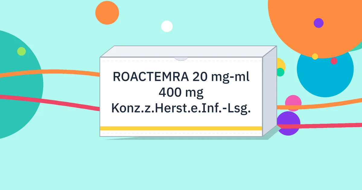 Symbolbild: Packung mit der Aufschrift ROACTEMRA 20 mg-ml 400 mg Konz.z.Herst.e.Inf.-Lsg. (PZN 07286790) – Verfügbarkeit und Bezug in Apotheken in Frankfurt am Main
