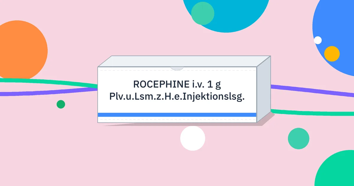 Symbolbild: Packung mit der Aufschrift ROCEPHINE i.v. 1 g Plv.u.Lsm.z.H.e.Injektionslsg. (PZN 06951883) – Verfügbarkeit und Bezug in Apotheken in Frankfurt am Main