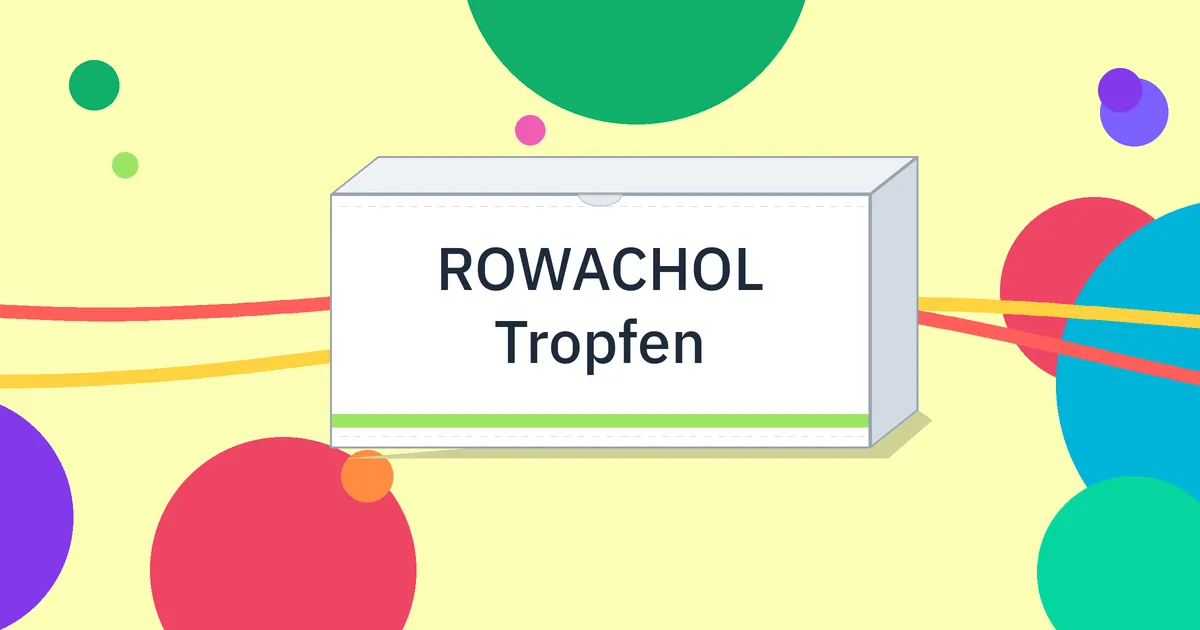 Symbolbild: Packung mit der Aufschrift ROWACHOL Tropfen (PZN 00888184) – Verfügbarkeit und Bezug in Apotheken in Frankfurt am Main