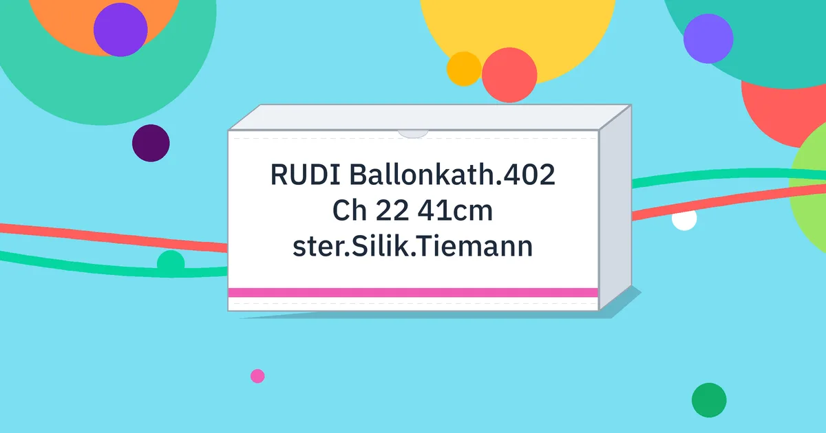 Symbolbild: Packung mit der Aufschrift RUDI Ballonkath.402 Ch 22 41cm ster.Silik.Tiemann (PZN 18086568) – Verfügbarkeit und Bezug in Apotheken in Frankfurt am Main